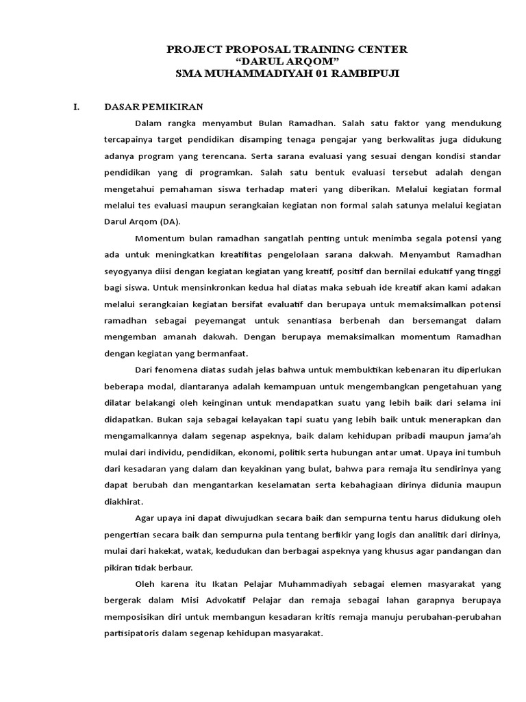 Project Proposal Training Center 2019 | PDF