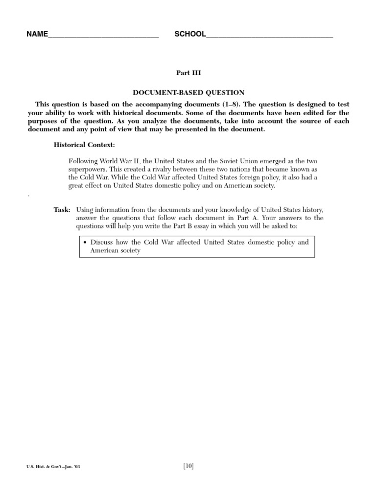 DBQ McCarthyism | PDF | Essays | The United States