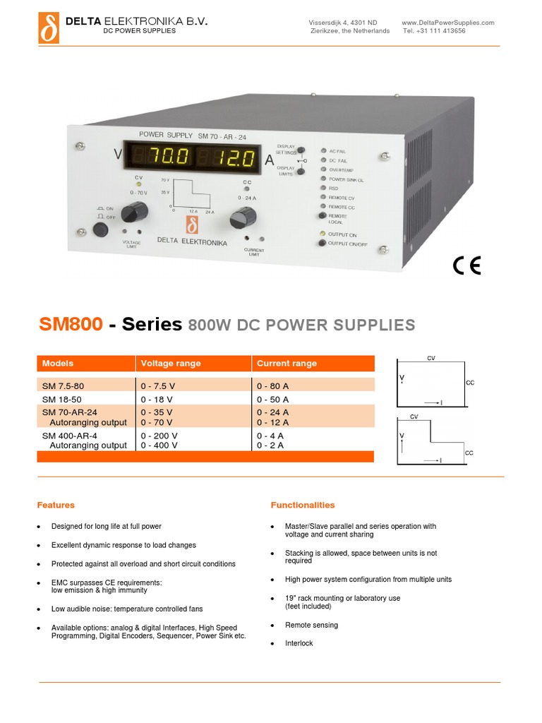Series: 800W DC Power Supplies | PDF | Power Supply | Relay