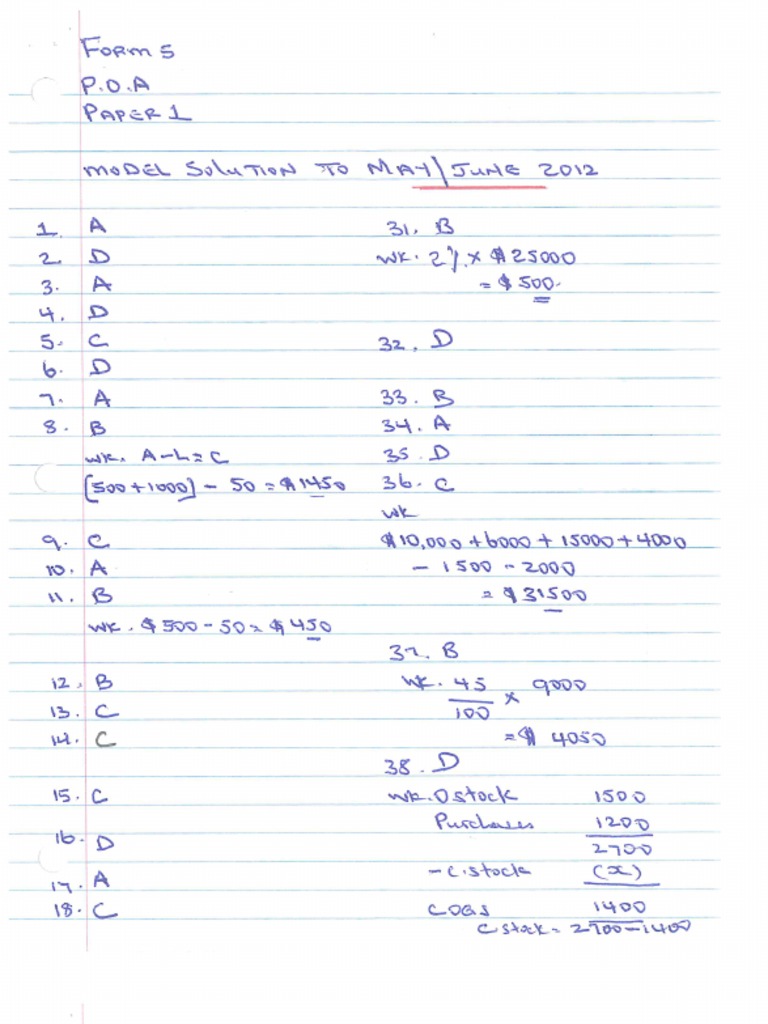 O Levels May June 2012 Poa Solution | PDF