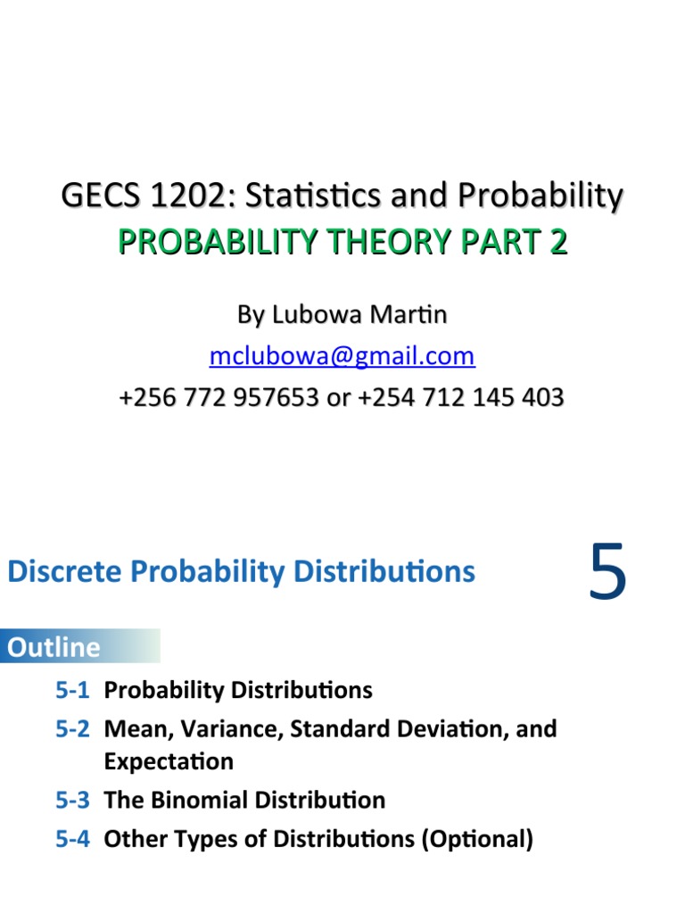 Probability Theory Part 2 | PDF | Probability Distribution | Probability