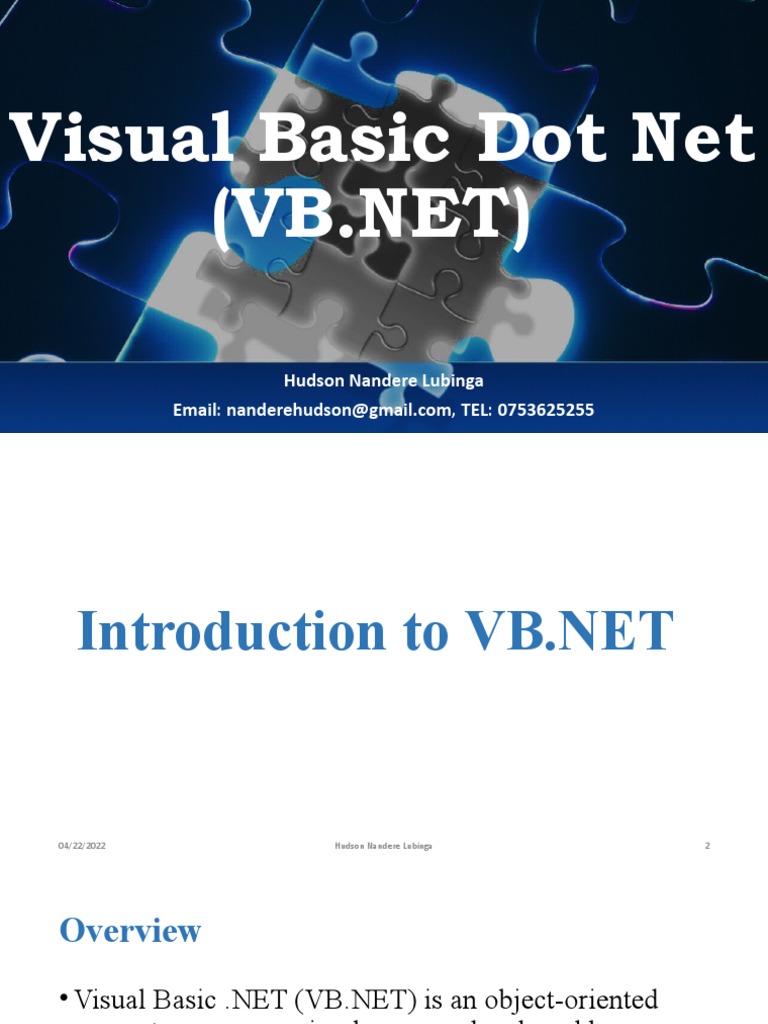 Lecture 1 - Introduction To | PDF | Visual Basic .Net | Graphical User ...