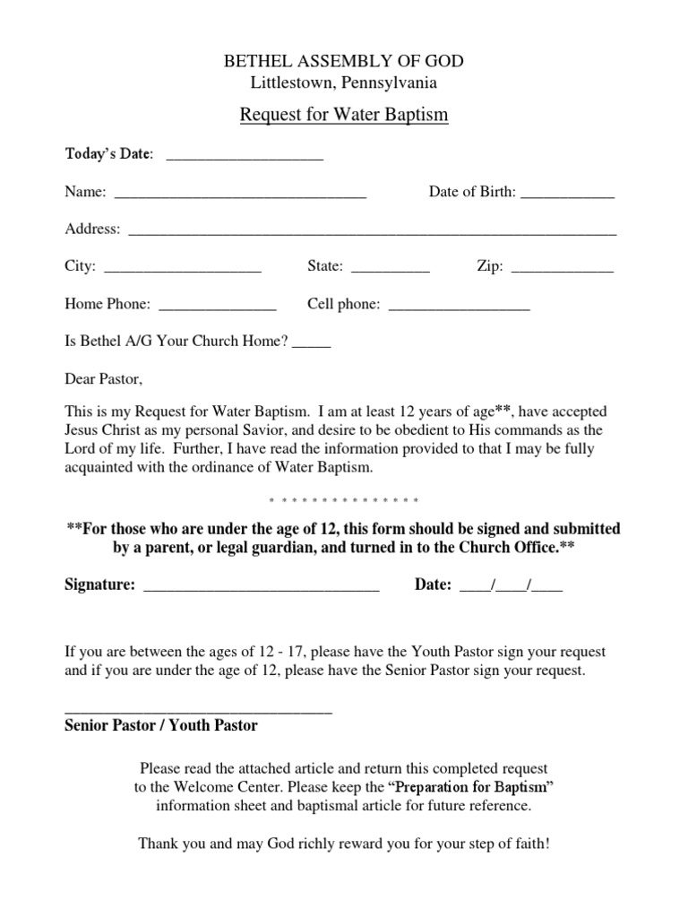 Water Baptism Application Details - Inside 2016 | PDF | Baptism ...