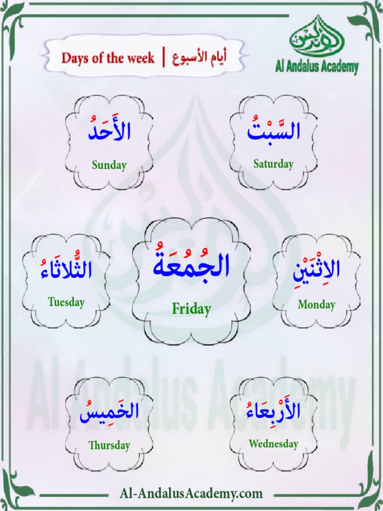 Arabic Days of the Week Worksheet | PDF