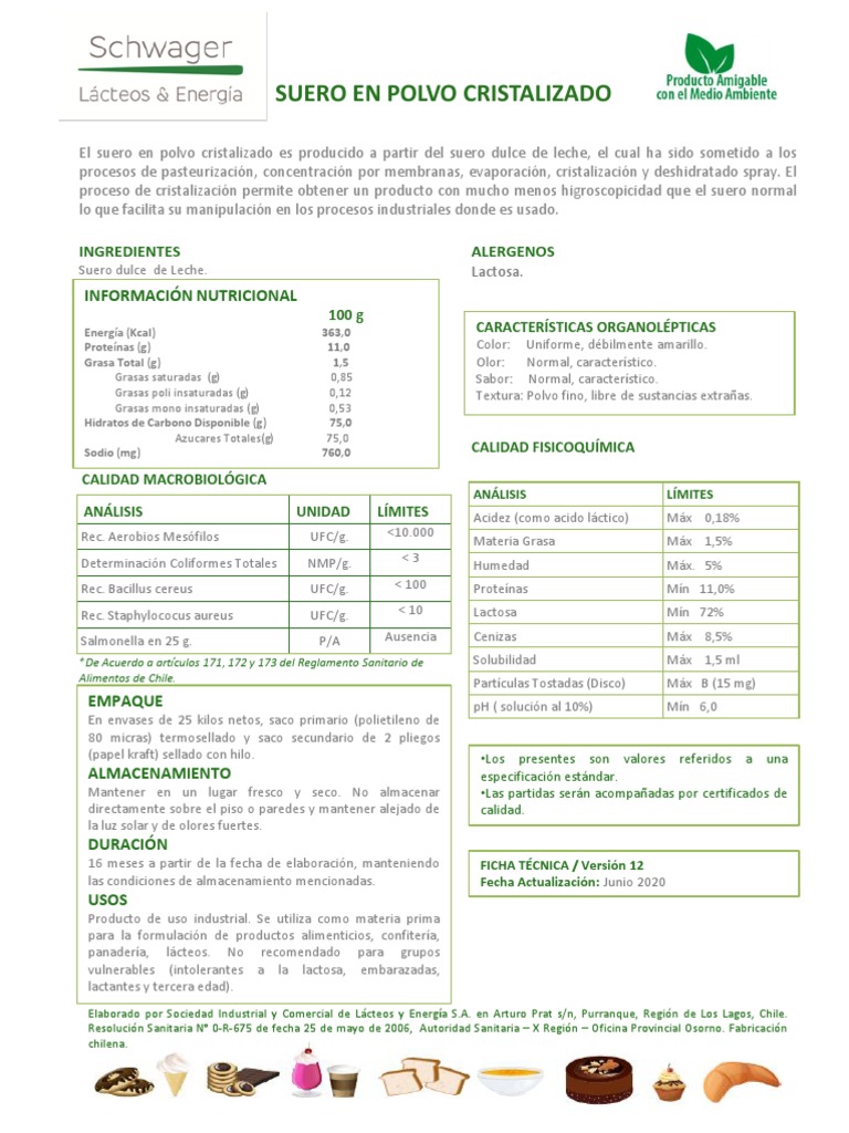 FT Suero en Polvo Cristalizado | PDF | Leche | gordo