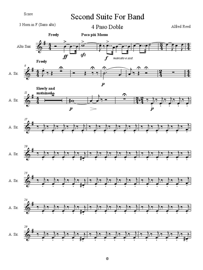 Alfred Reed 2a Suite IV Paso FDoble 3 Corno (Saxo Alto) | PDF