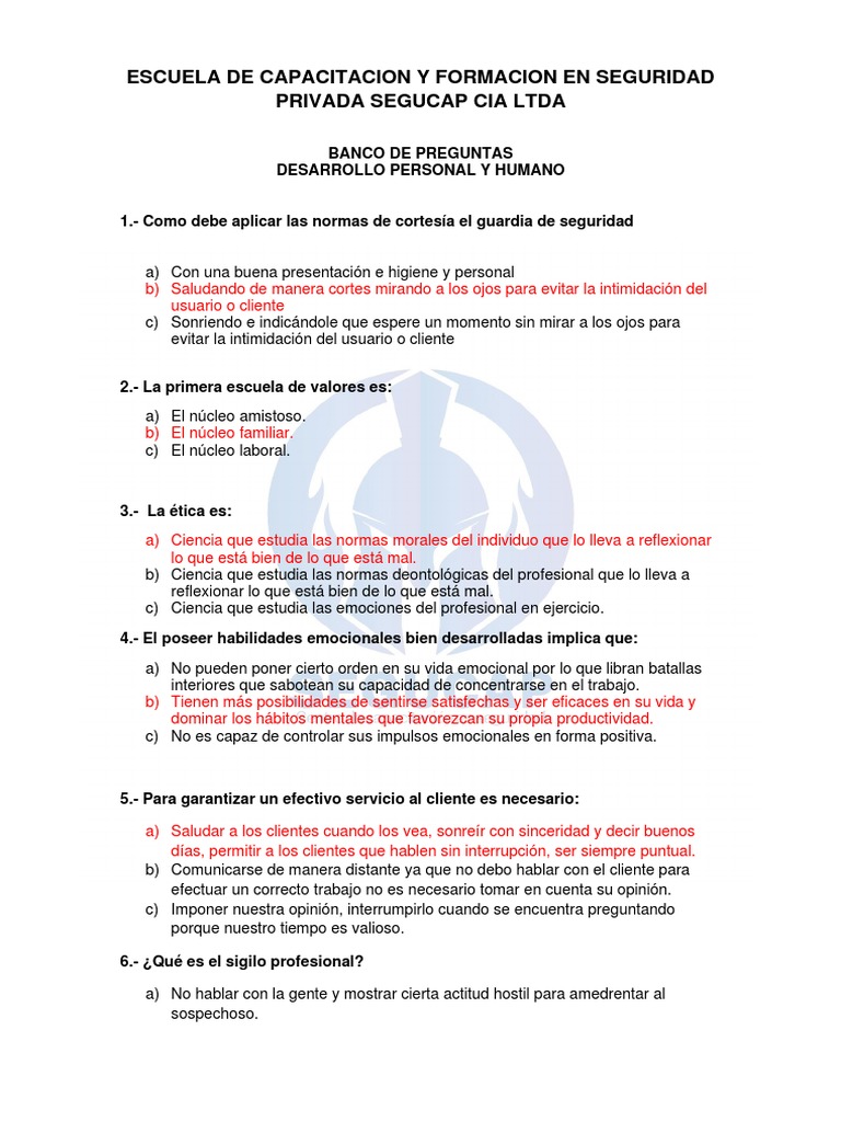 Banco de Preguntas sobre Desarrollo Humano | PDF | Empatía | Business