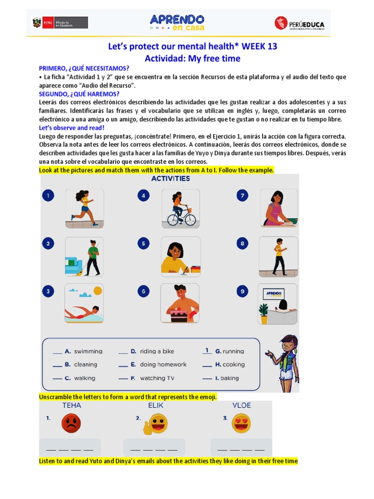 MY FREE TIME (Second) | PDF | Lingüística