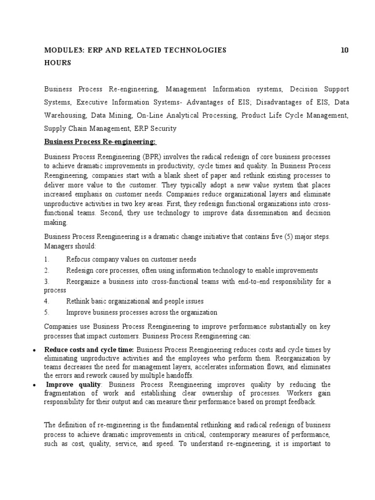 ERP III SEM Module-3 | PDF | Information System | Decision Support System