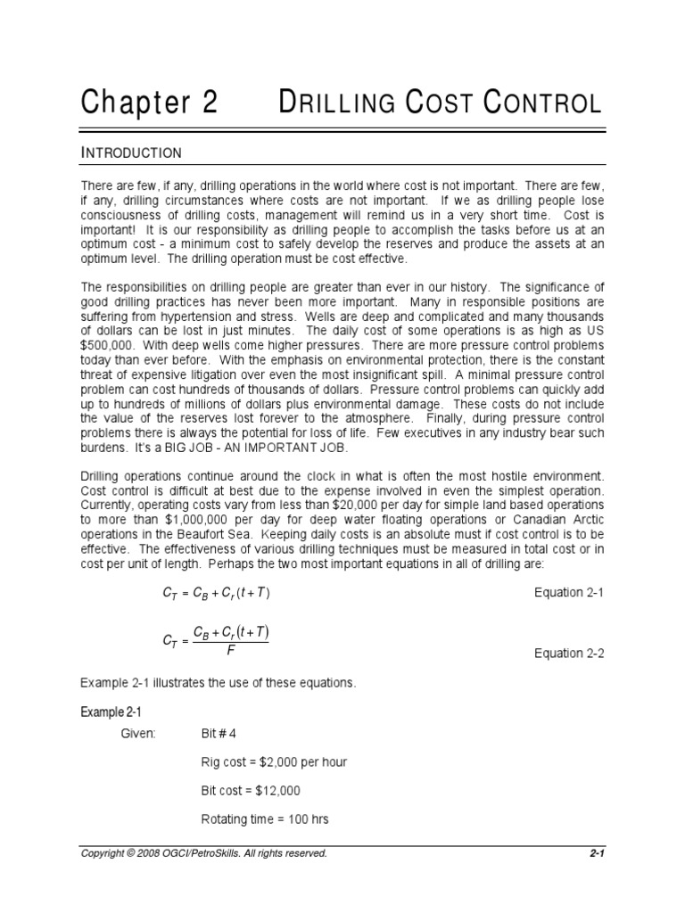 Chapter 02 Drilling Cost Control | PDF | Bearing (Mechanical) | Drilling
