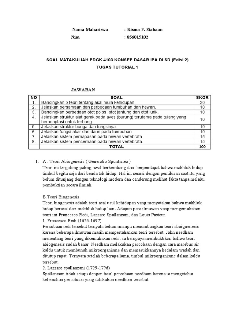 Risma Siahaan. Konsep Dasar Ipa TT1 | PDF