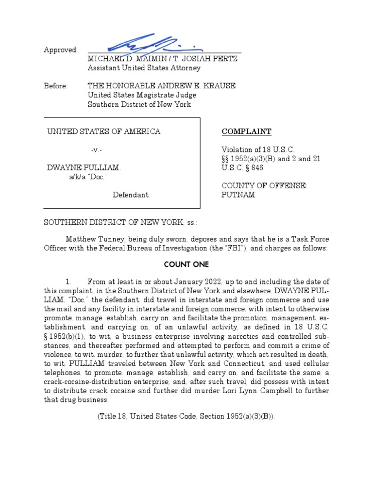 Dwayne Pulliam Drug Trafficking Case | PDF | Felony | Life Imprisonment