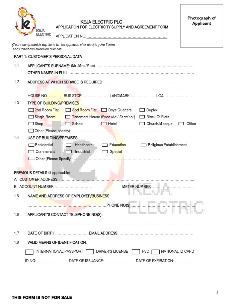 IE Application For Electricity Supply Agreement Form1 1 | Download Free PDF | Identity Document ...