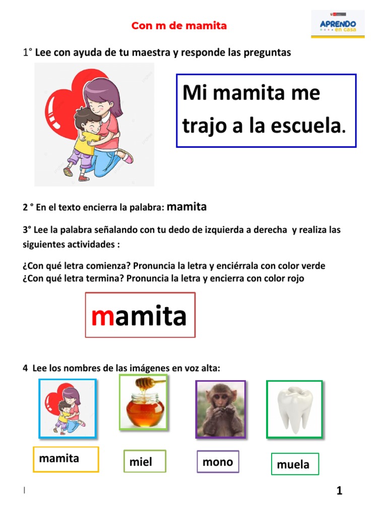 Lecto Escritura de La Letra M | PDF