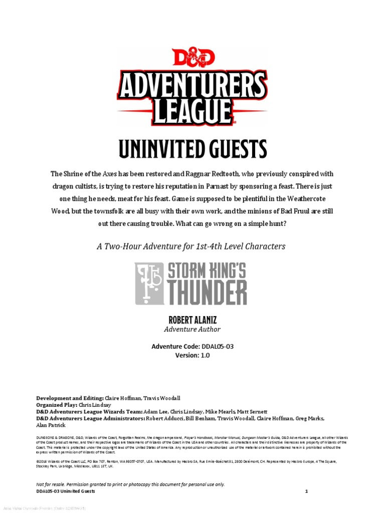 DDAL05 - 03 Uninvited Guests | PDF | Dungeons & Dragons | Wizards Of The Coast