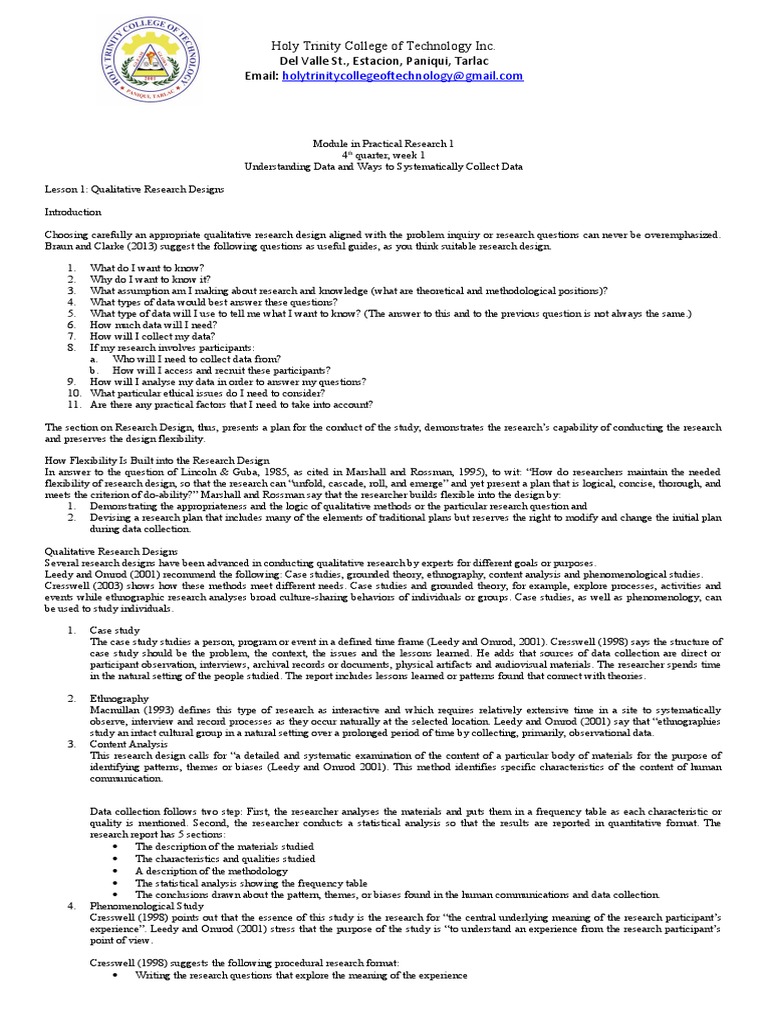PR1 4th Quarter Module | PDF | Sampling (Statistics) | Interview