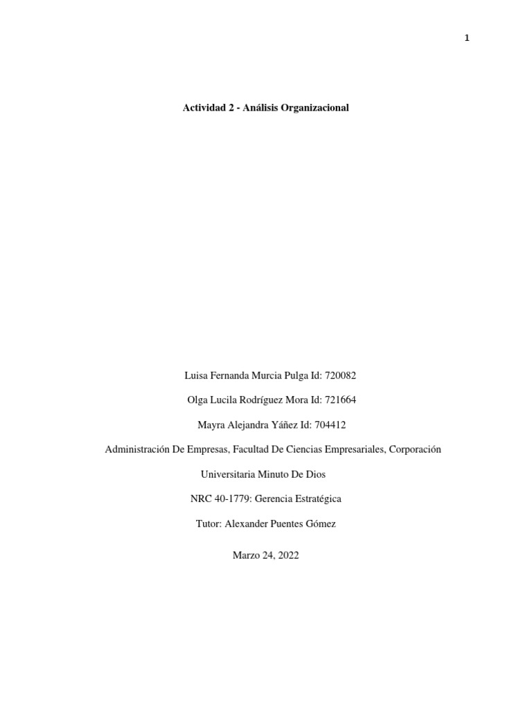 Actividad 2. Análisis Organizacional. | PDF | Marca | Calidad (comercial)