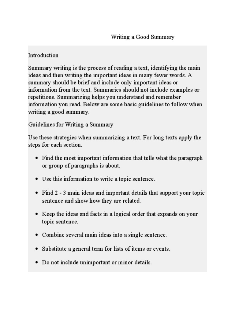 CSEC English B - Writing A Good Summary | PDF | Paragraph | Essays