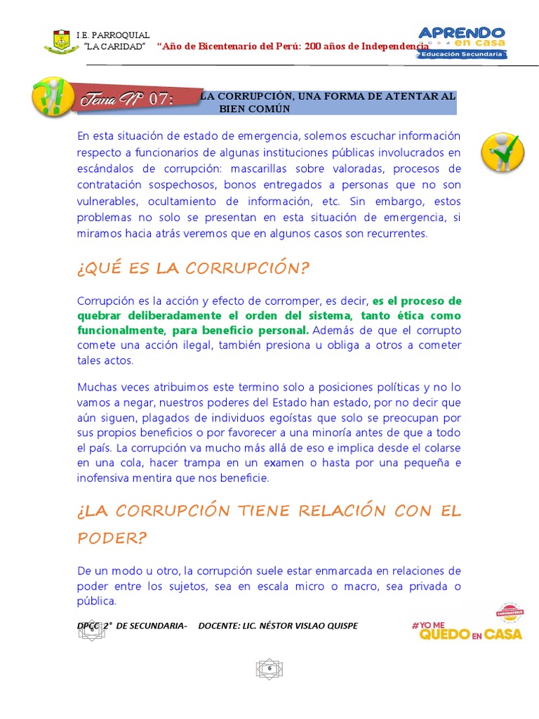 Tema #07 - DPCC - S13 - La Corrupción | PDF