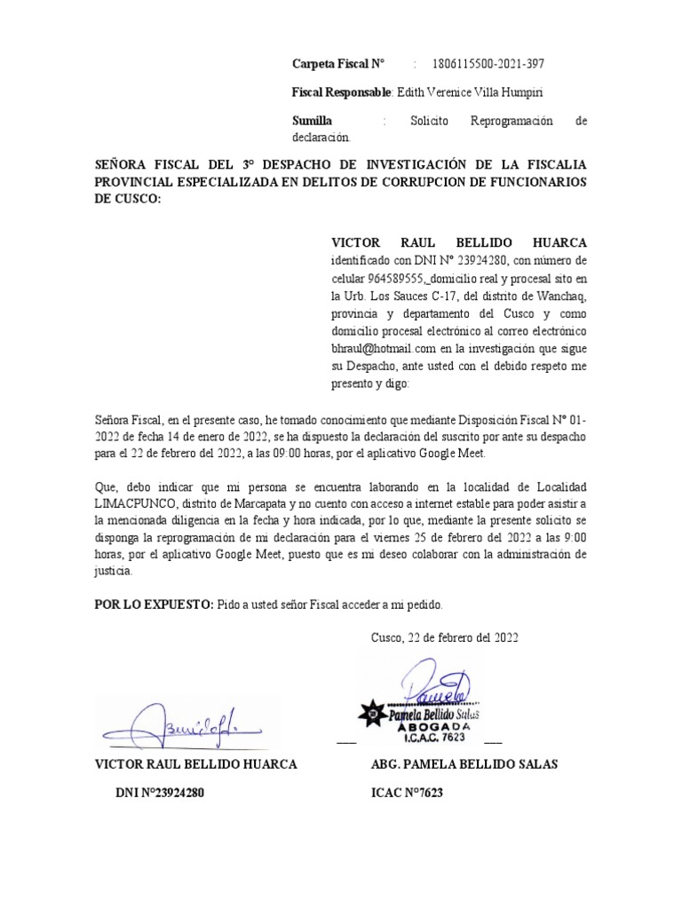 Solicito Reprogramacion VRBH | PDF