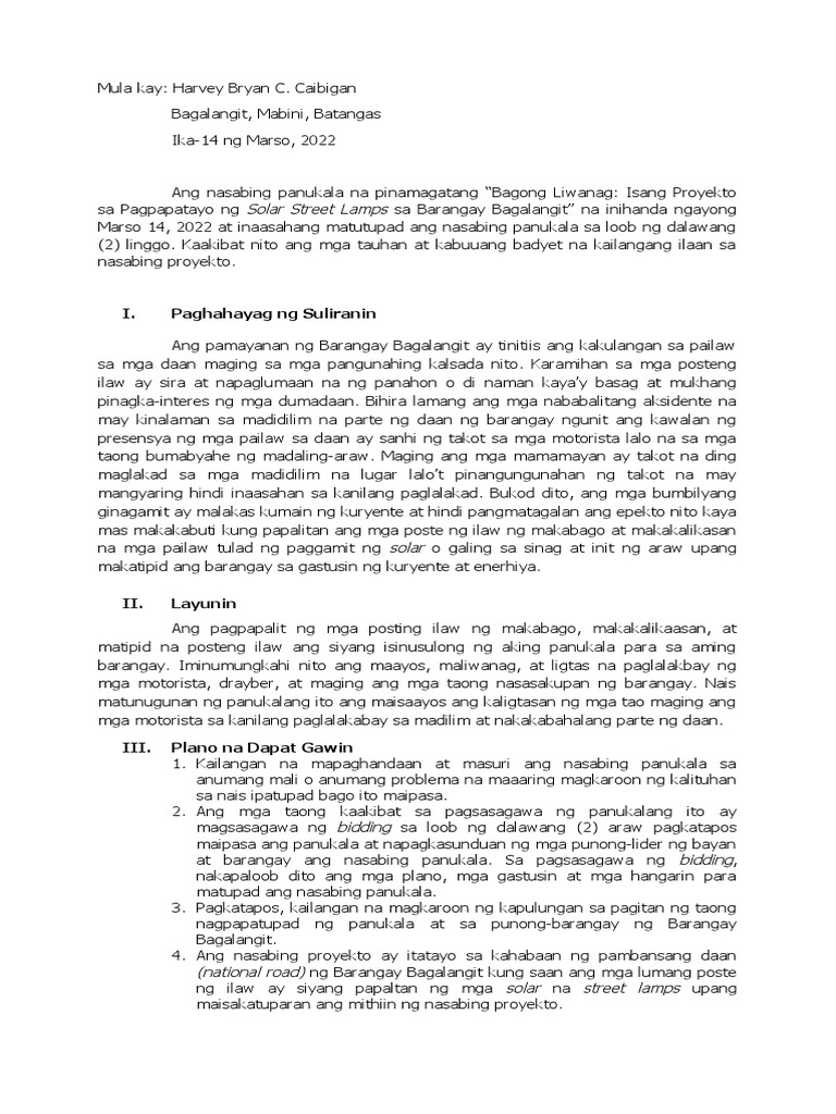 Community Proposal Tagalog | PDF