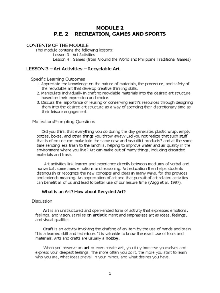 Pe2 Module 2 For Group | PDF | Composition (Visual Arts) | Creativity