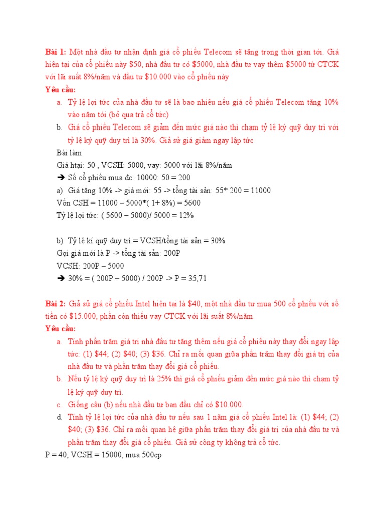 Bài Tap TTCK 2 | PDF