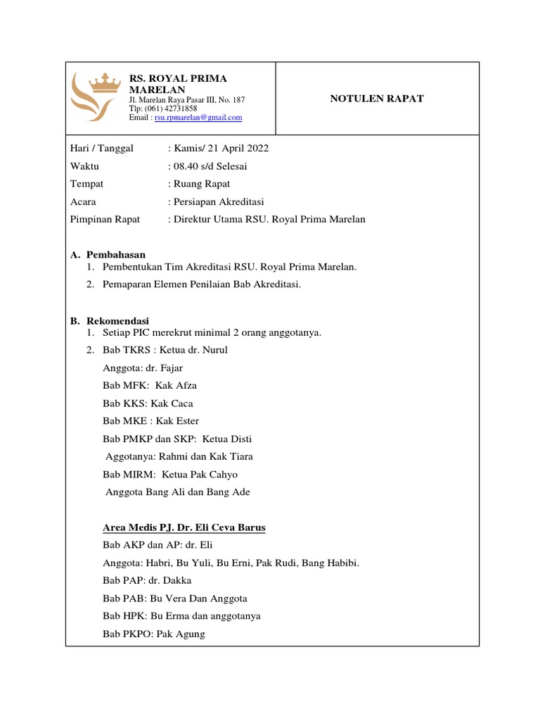 NOTULEN RAPAT Persiapan Akreditasi | PDF