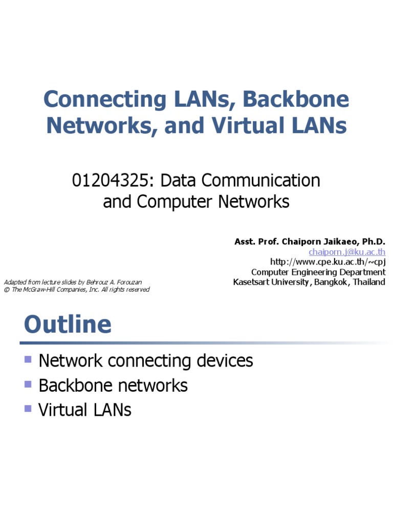 Connecting Lans, Backbone Networks, and Virtual Lans | PDF | Network Switch | Computer Network
