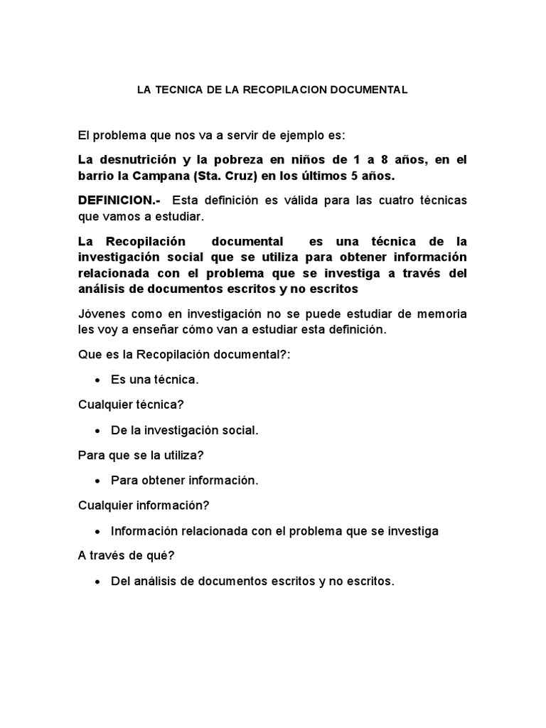 Definición de Recopilación Documental | PDF | Investigación social ...