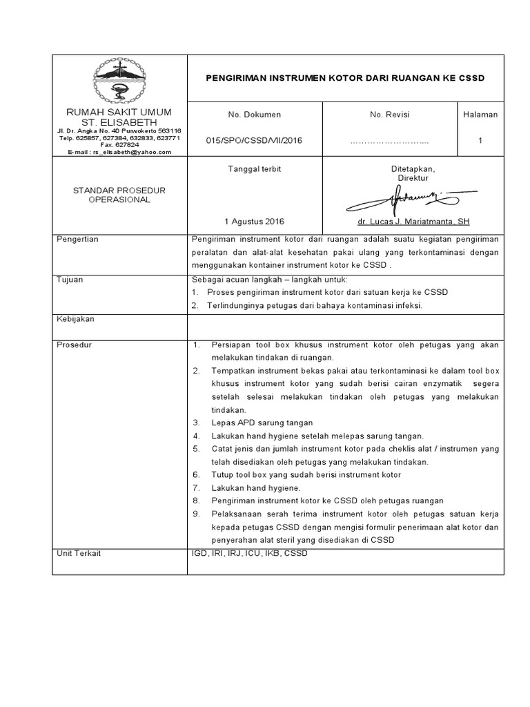 15 Pengiriman Instrumen Kotor Dari Ruangan Ke CSSD | PDF