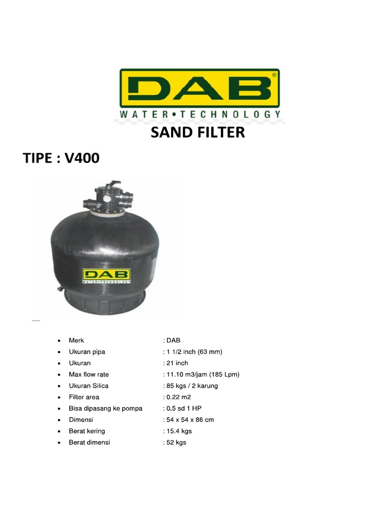 Brosur Material DAB Sand Filter | PDF