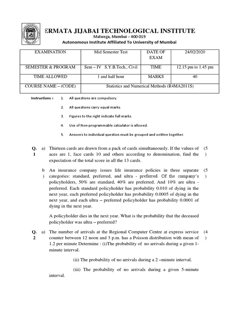 MST - 2020 | PDF | Probability | Statistical Inference