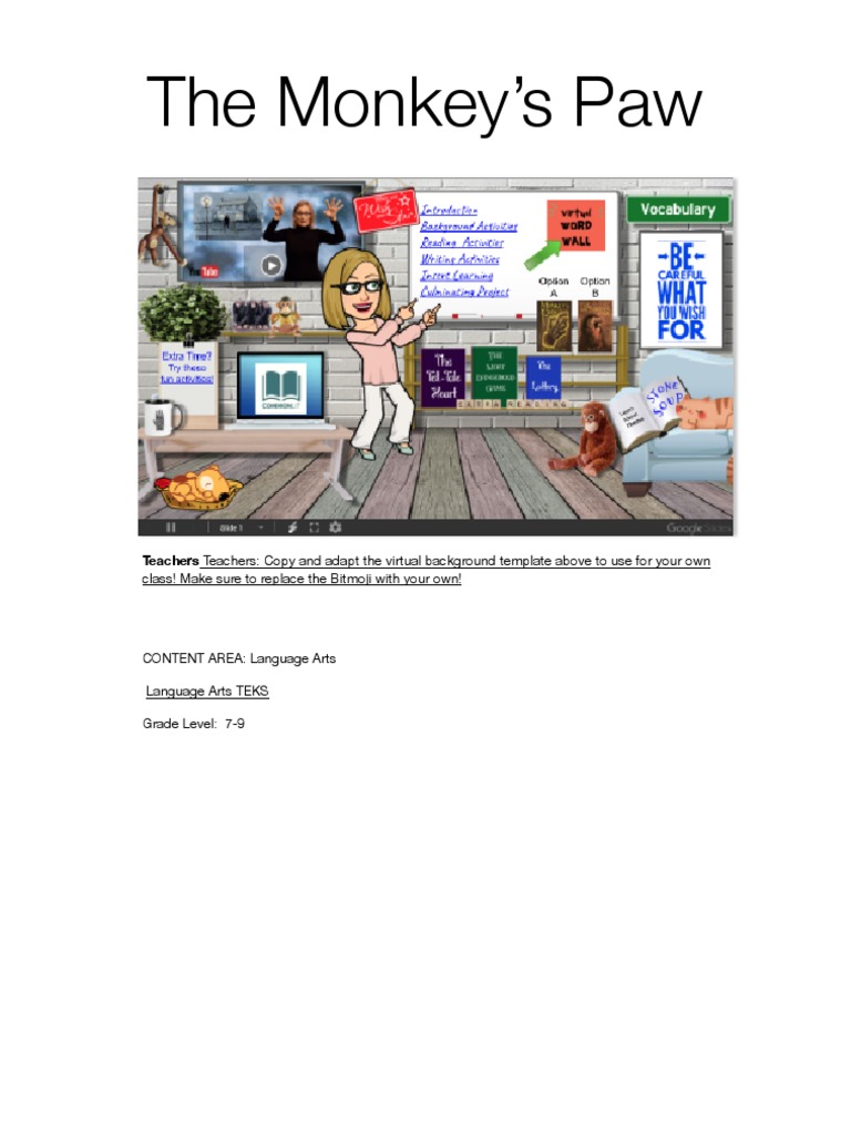 The Monkeys Paw Full Lesson Plan and Materials | PDF | Paragraph | Websites