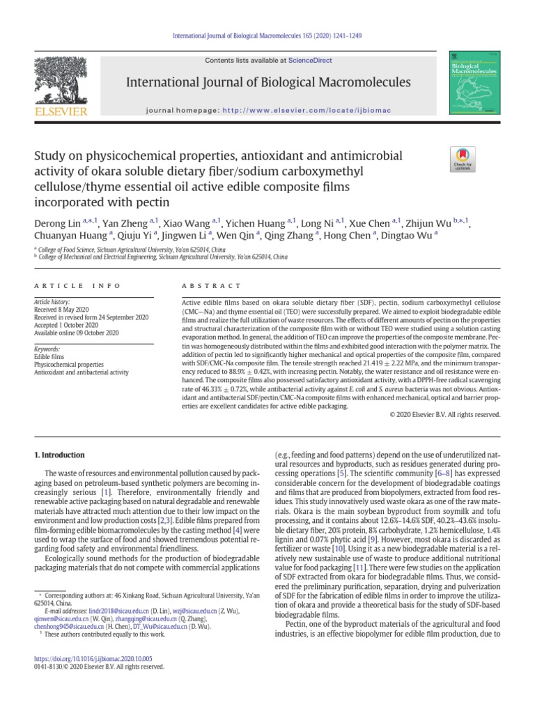 Antimicrobial Activity of Okara Soluble Essential Oil Edible Film With ...