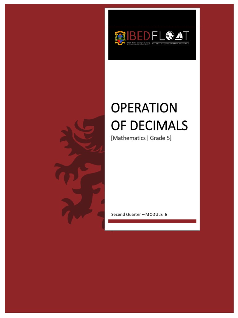 Operations on Decimals for Grade 5 | PDF | Division (Mathematics ...