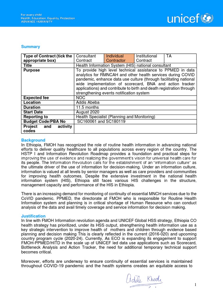 TOR Template HIM Consultant - Health Section 2v Approved by Adele | PDF ...