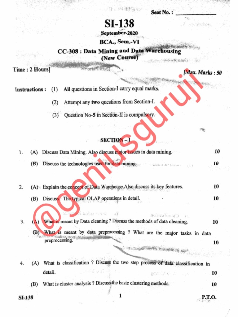 Data Mining BCA SEM 6 2020 | PDF