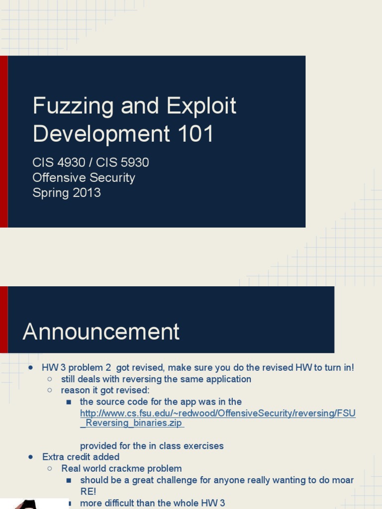 07 Fuzzing And Exploit Dev 101 Pdf Library Computing Software Development