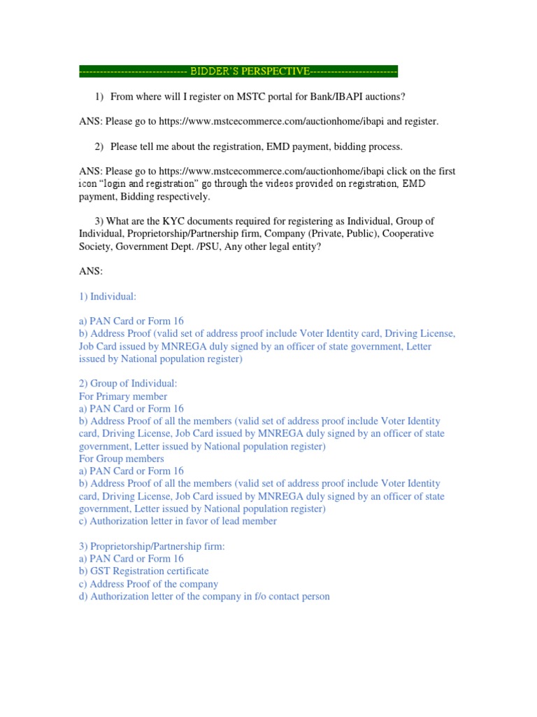 IBAPI Auction FAQ | PDF | Auction | Banks