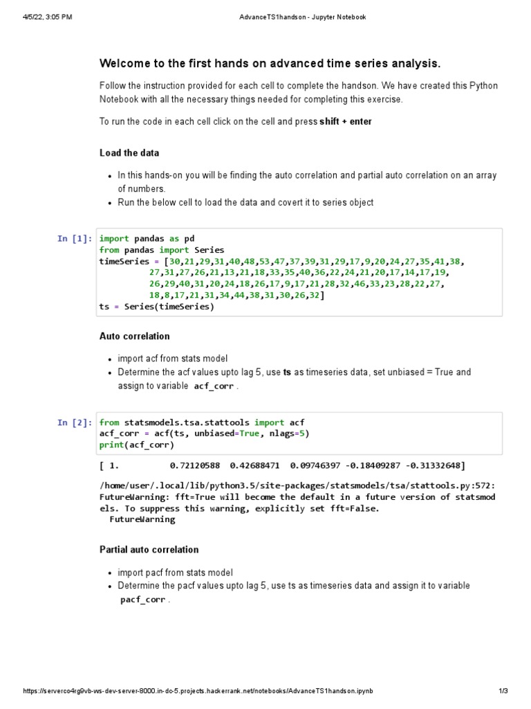 AdvanceTS1handson - Jupyter Notebook | PDF | Time Series | Statistics