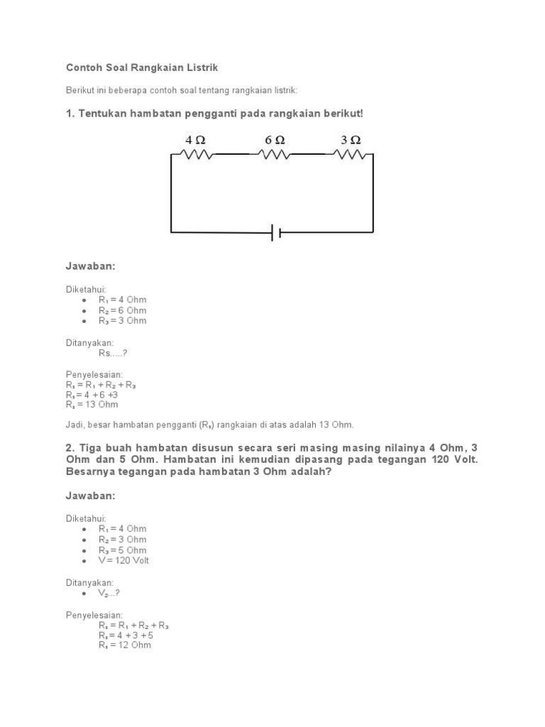 Contoh Soal Rangkaian Listrik | PDF | Sains & Matematika | Teknologi & Rekayasa