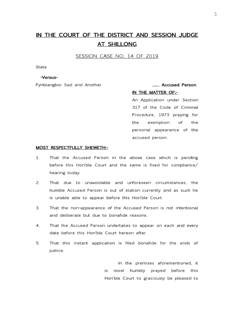 205 Application Exemption From Appearance | PDF | Justice | Crime ...