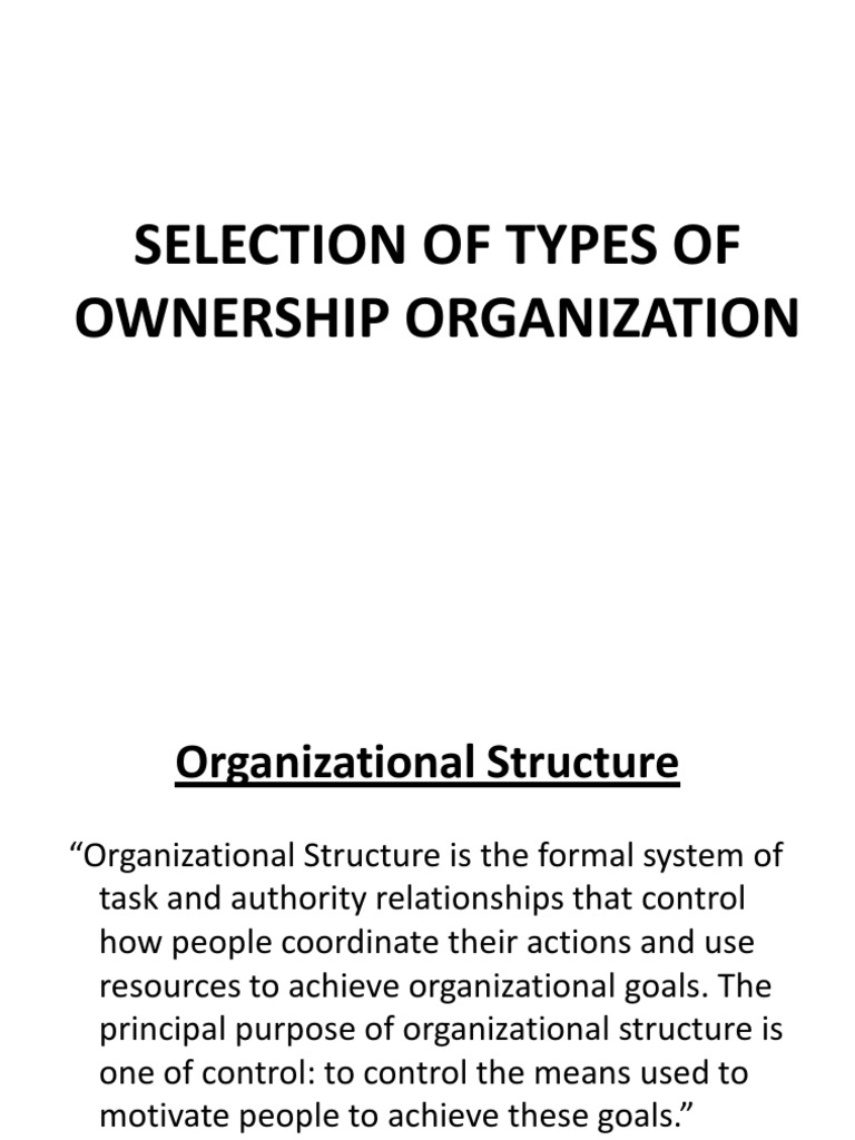 Selection of Types of Ownership Organization | PDF | Partnership ...