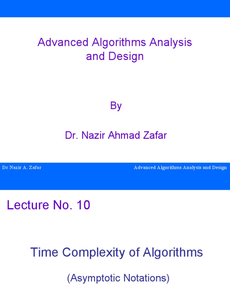 Advanced Algorithms Analysis And Design By Dr Nazir Ahmad Zafar Pdf Time Complexity