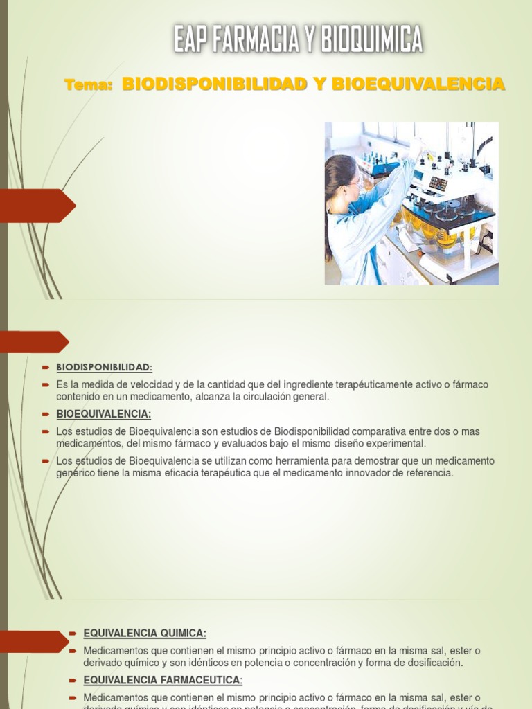 Biodisponibilidad y Bioequivalencia Exposicion Biofarmacia | PDF ...