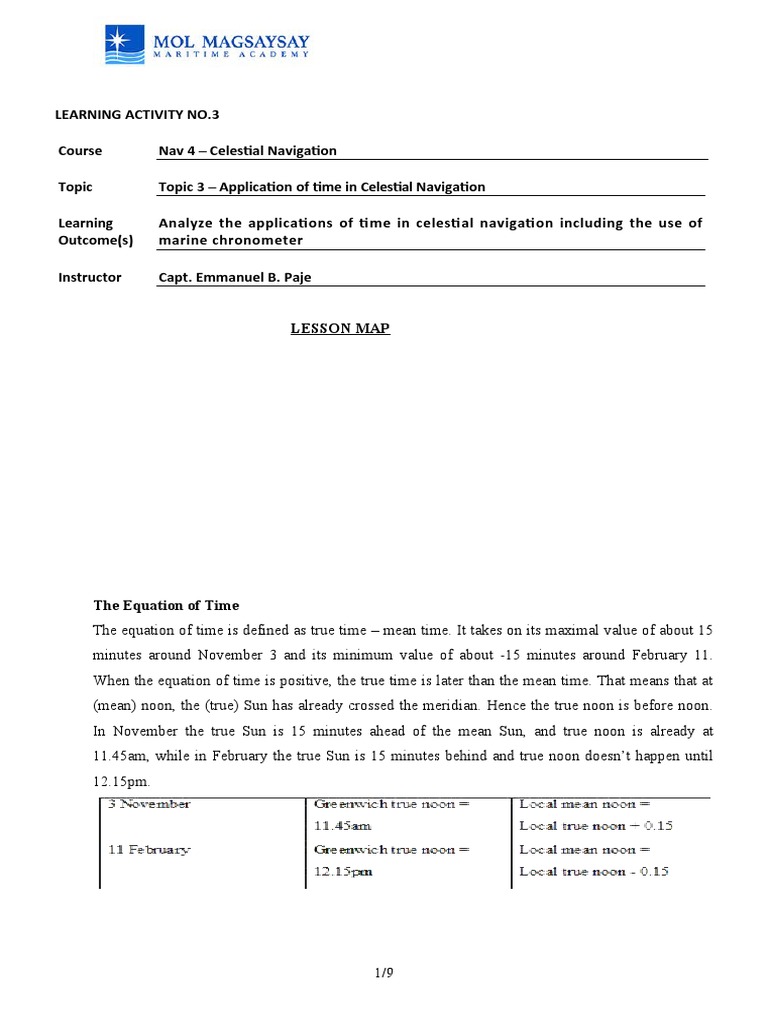 Learning Module - Cel Nav 4 Week 3 | PDF | Time | Longitude