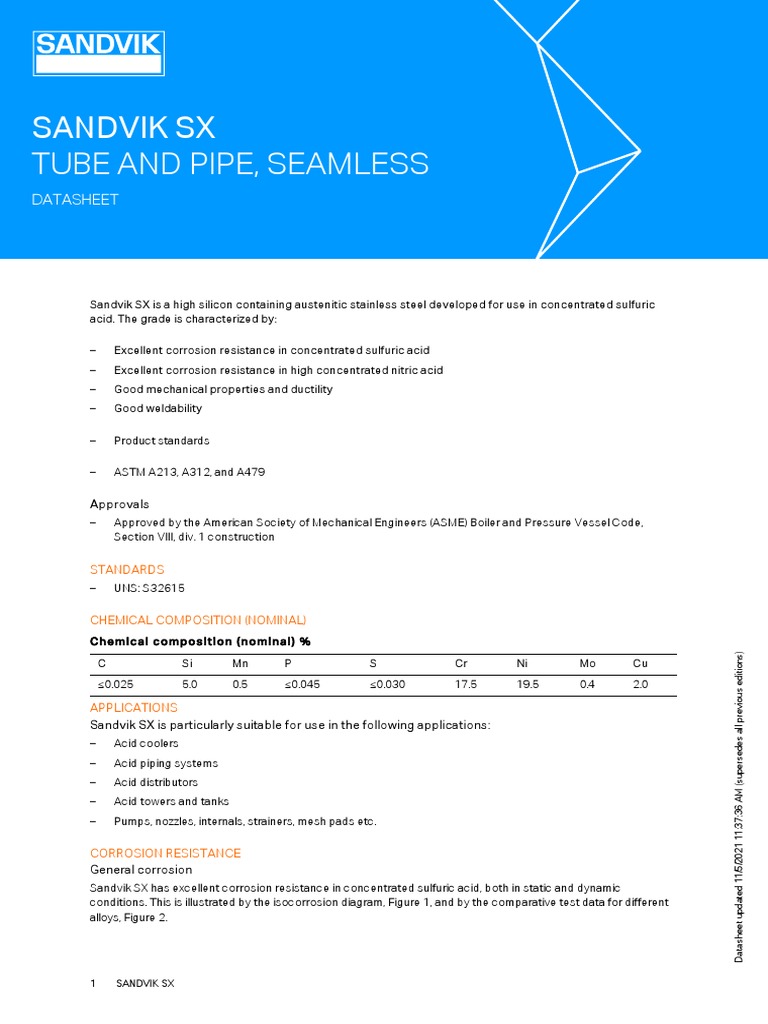 Datasheet-Sandvik-Sx-En-V2021-11-05 11 - 37 Version 1 | PDF | Corrosion ...