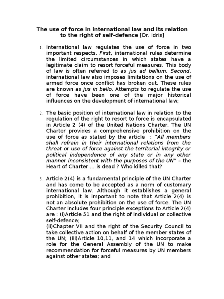 Review-The Use of Force Menurut HK Internasional-Utk UAS | PDF ...