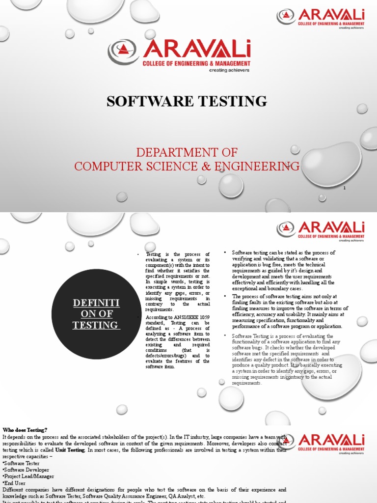 Software Testing Department Of Computer Science Engineering Pdf